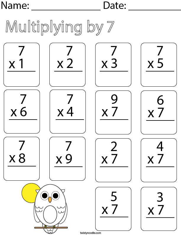 Multiplying By Seven Math Worksheet Twisty Noodle Multiplying By Seven Math Worksheet Twisty Noodle